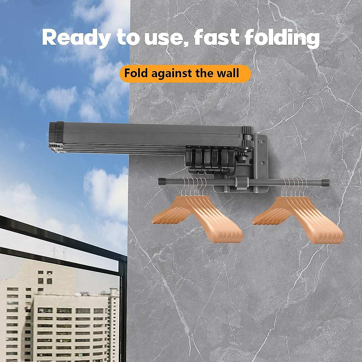 ZTEEERS Clothes Drying Rack,Wall Mounted Clothes Drying Rack,Space Saver，Folding,Retractable，Collapsible(Tri-Fold), Sturdy Foldable Hanging Organizer for Clothing