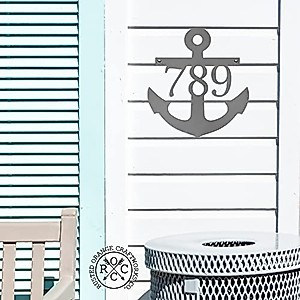 ROCC RUSTED ORANGE CRAFTWORKS Co. - Anchor Address Plaque 15" Coastal House Numbers House Numbers Plaque Beach Nautical House Numbers for Beach House Outside Modern House Numbers Home Address Plaque