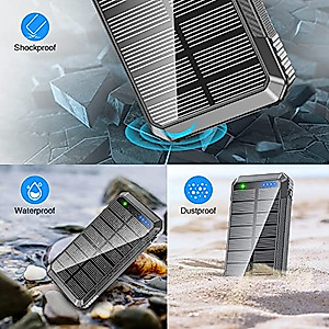 DJKK Solar Power Bank Wireless Charger 33800mAh Built in 4 Cables and LED Camping Lights 22.5W Fast Charging Power Bank 7 Outputs 4 Inputs Portable Charger Compatible with All Mobile Devices