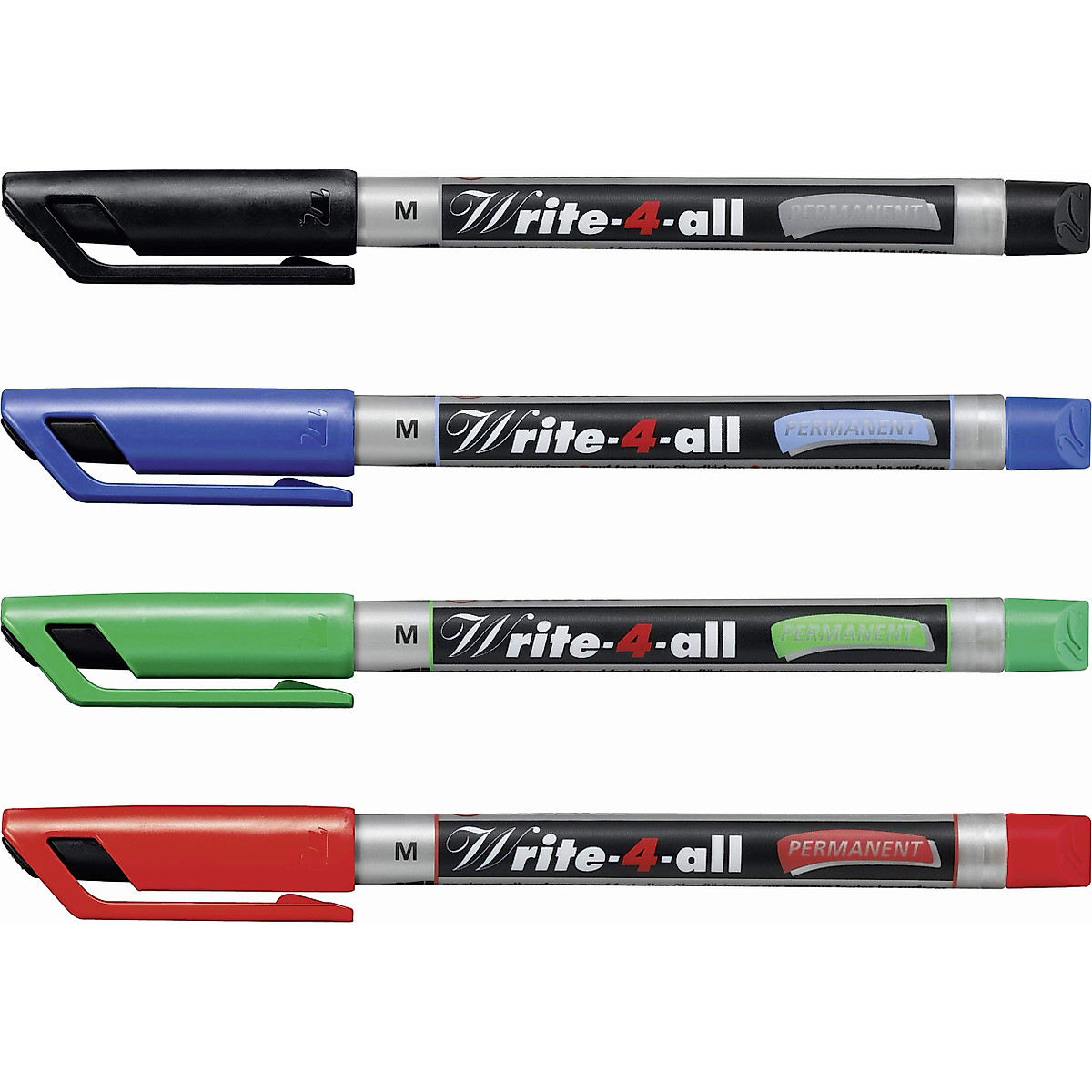 STABILO - Permanent Marker - Write-4-All - Medium - Pack of 4 - Blue, Red, Green, Black