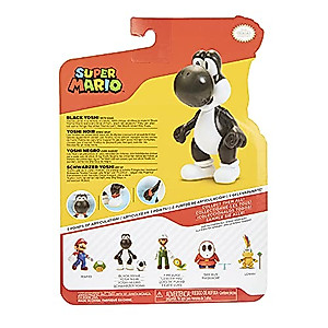 Super Mario Action Figure 4 Inch Black Yoshi Collectible Toy with Egg Accessory