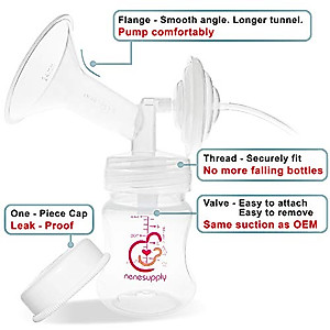 Nenesupply 24mm Flange Pump Parts Compatible w Spectra S2 S1 Breast Pumps Replacement Kit for Spectra Pump Parts 24mm S2 Parts S2 Accessories Inc Flange Duckbill Valve Backflow Protector Bottles
