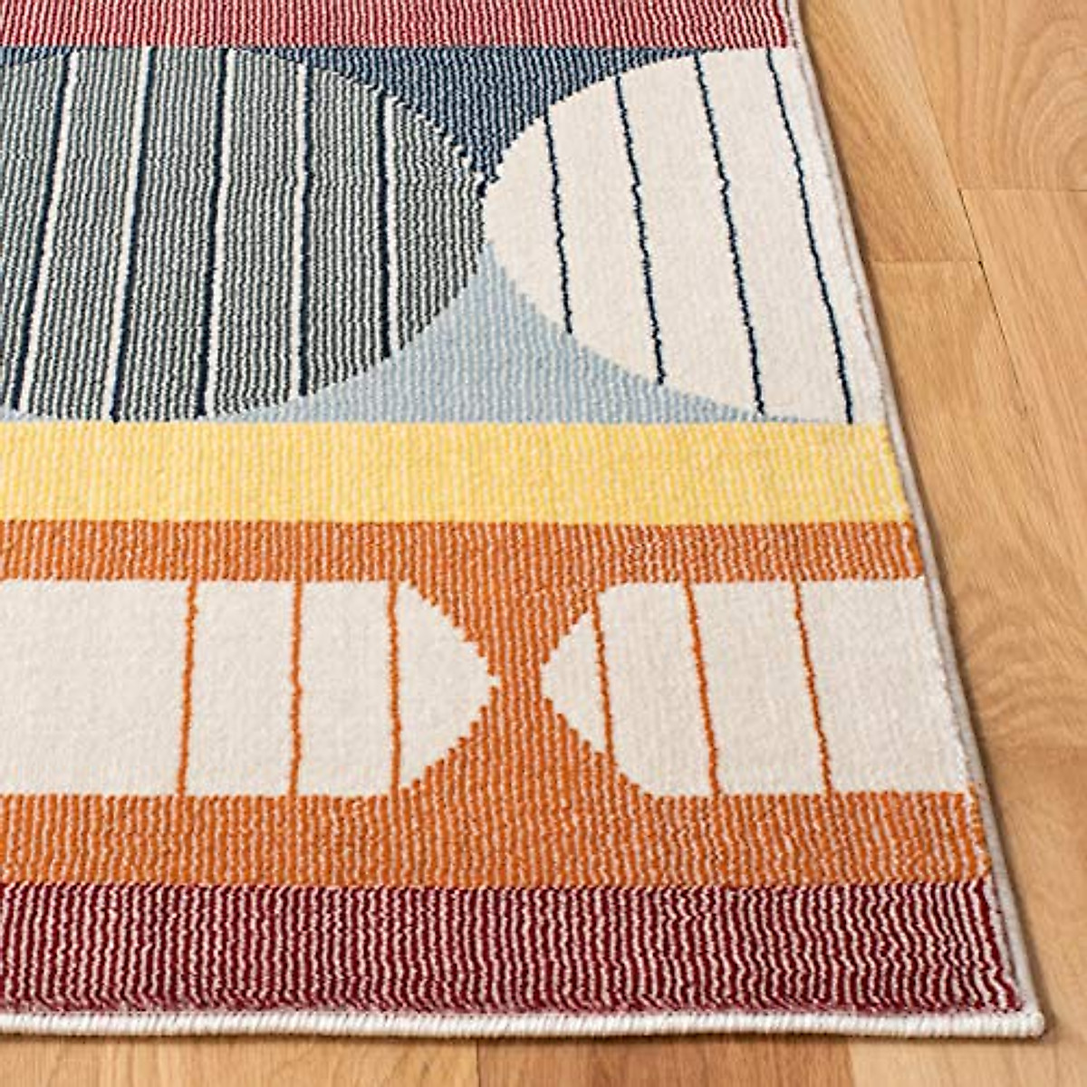 SAFAVIEH Orwell Collection 5'3" x 7'7" Blue/Yellow ORW367M Mid-Century Modern Deco Non-Shedding Living Room Bedroom Area Rug
