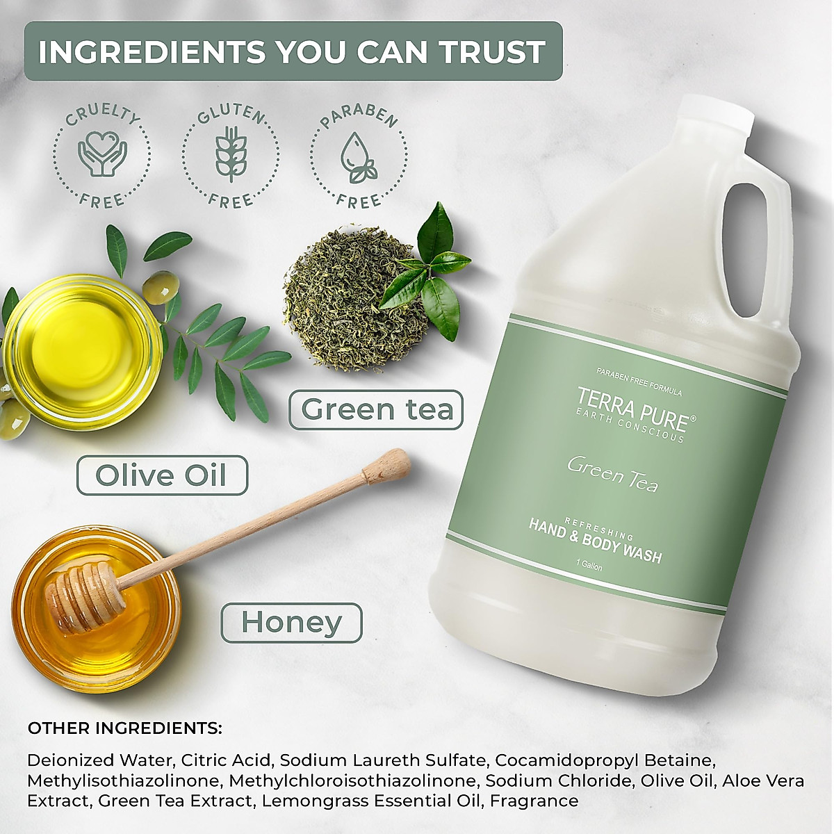 Terra Pure Hotel Body Wash/Hand Soap | One Gallon | Designed to Refill Soap Dispensers (Set of 1)