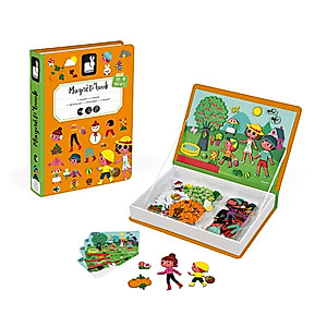 Janod MagnetiBook 120 pc Magnetic 4 Seasons Game - Travel/Storage Case Included - Ages 3+ - J02721