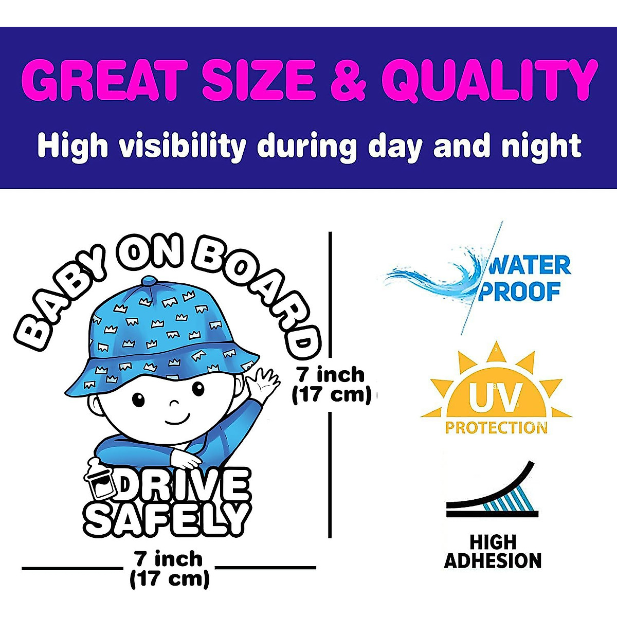 6 Pieces (2 Stickers Plus 4 Reflective Warning Open Door Sign), High Visibility, Baby in Car Sticker and Warning Open Door Sign, Baby on Board Sticker, Drive Safely Sticker