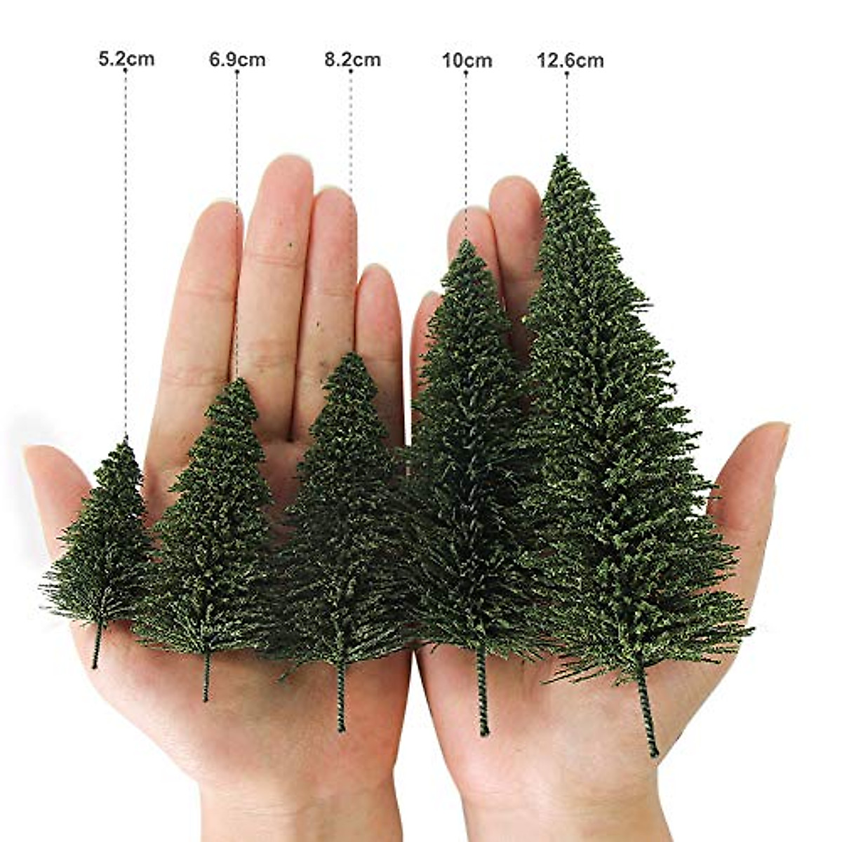 S0805 50PCS Dark Green Pine Model Cedar Trees 2.05inch (52mm) for Model Railroad Scenery Landscape Layout HO N Scale New (2Inch)