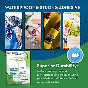 Printable Vinyl Sticker Paper - Waterproof Sticker Paper for Inkjet and Laser Printer - 25 White Full Sheet Super Glossy Craft Labels - Strong Adhesive - Tear Resistant - Made in The USA