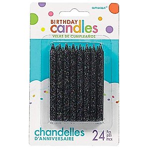 Amscan Large 3.25" Black Spiral Candle Sets (24ct) Party Supplies, 3 1/4"