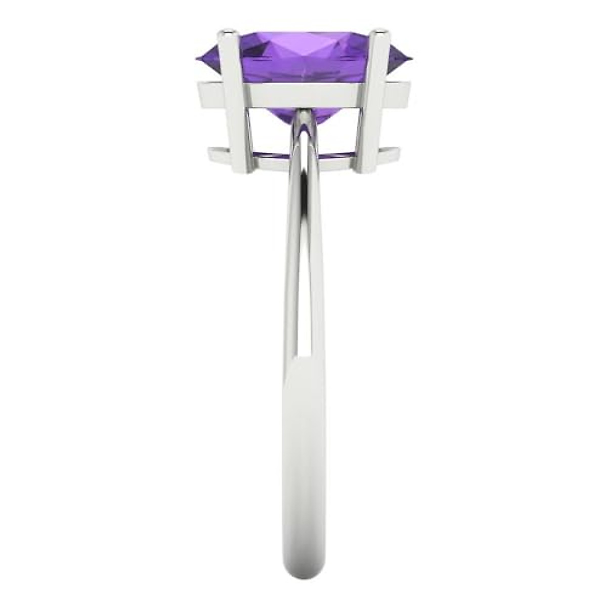 Clara Pucci 2.5ct Oval Cut Solitaire Natural Purple Amethyst Engagement Wedding Bridal Promise Anniversary Ring 18K White Gold Size 3.75
