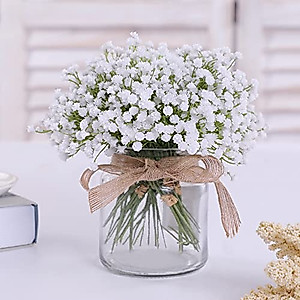 10Pcs 30 Bunches White Babys Breath Artificial Flowers Real Touch Fake Gypsophila Faux Plants for Wedding Garland Wreath Girl Crown Flower bonquet DIY Flores Arrangement Table Décor Centerpiece