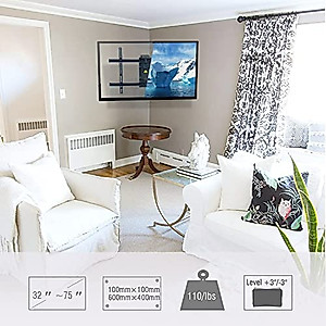 FORGING MOUNT Corner TV Wall Mount Long Arm TV Mount Bracket for 32"-75" TVs-Easy to Install Single Stud Design- 33" of Smooth Extension Plus Swivel,Tilt,Max VESA 600X400mm,Holds 100lbs