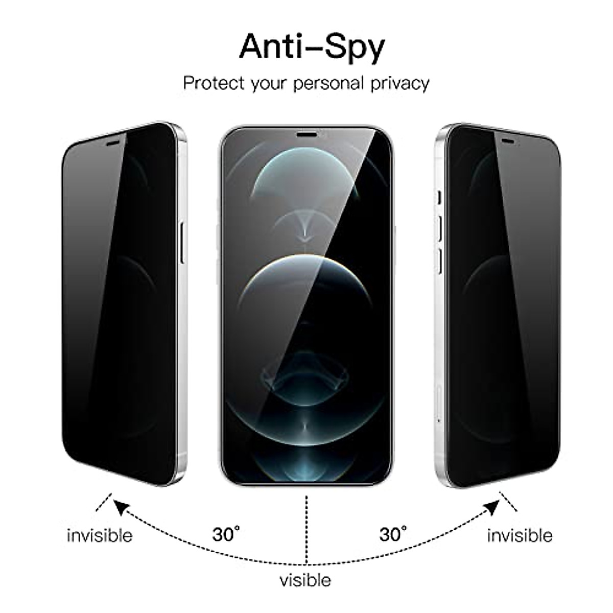 JETech Privacy Full Coverage Screen Protector for iPhone 12 Pro Max 6.7-Inch, Anti-Spy Tempered Glass Film, Edge to Edge Protection Case-Friendly, 2-Pack