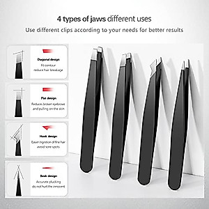 Derlaier Tweezers Set, High Precision Stainless Steel Eyebrow Tweezers for Facial Hair, Inward Growing Hair and Splinter Remover Derlaier-111 Tweezers-1