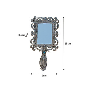 Garden Of Arts Aluminium Metal Silver Antiqe Style Hand Mirror