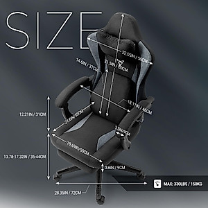 Vigosit Gaming Chair with Heated Massage Lumbar Support, Breathable Fabric Office Chair with Pocket Spring Cushion and Footrest, Recliner High Back PC Chair for Adult Black, JD-0801BK