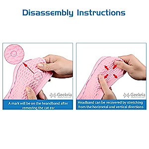 Geekria NOVA Knit Fabric Headband Cover + Cat Ears Attachment Compatible with Razer, SteelSeries, HyperX, Sennheiser, Astro, Sony, Logitech, ATH Headphones, Easy DIY Installation (Pink)