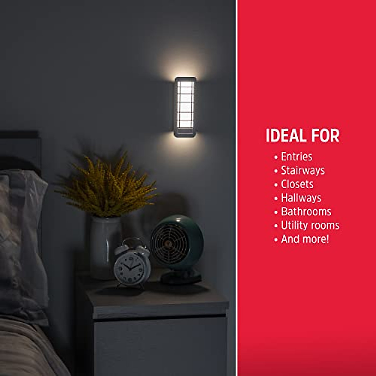 Energizer Wall Sconce, Battery Operated Modern Lamp, Nightlights, Stick Anywhere, Wireless Motion Activated LED Light Fixture for Hallway, Aisle, Kitchen, Lobby, Bathroom, 40644, White