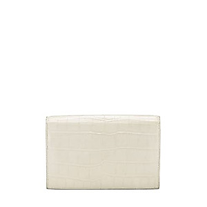 Yves Saint Laurent, Pre-Loved White Grained Calfskin Envelope Wallet-On-Chain (WOC), White