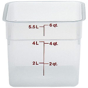 Cambro 6SFSPP190 Square Storage Container 6 Qt., Case of 6