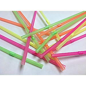 Party Dimensions 200 Count Flexible Multi-Colored Straws, Neon
