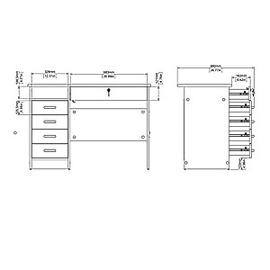 Tvilum, Oak Structure Walden Desk with 5 Drawers