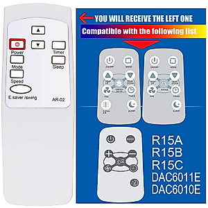 Replace Danby Air Conditioner Remote Control R15B (R15A R15C) Works for DAC6010E DAC6011E DAC8010E DAC8011E DAC10010E DAC10011E DAC12010E DAC12011E DAC5200DB DAC060EB2GDB DAC080EB2GDB DAC100EB2GDB