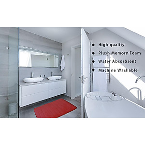 iMaylex Soft Memory Foam Bath Rug, Absorbent Luxury Bath Rug Mat, Quick Dry Bath Mat for Front Floor of Bathtub, Shower Floor and Toilet, Wine Red, 32" x 20"