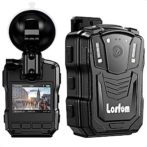 Losfom WD7 2K Body Camera, GPS 128G Body Worn Camera, Built-in 4600MAH Battery for 16H Recording, 1440P Body Mounted Camera，IP67 Waterproof Cam, Wearable Camera for Outdoor,Sport, Home