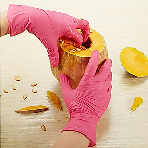 Kids Gloves Disposable, Nitrile Gloves for 7-14 Years - Latex Free, Food Grade, Powder Free -for Crafting, Painting, Gardening, Cooking, Cleaning - 100 PCS Rose red