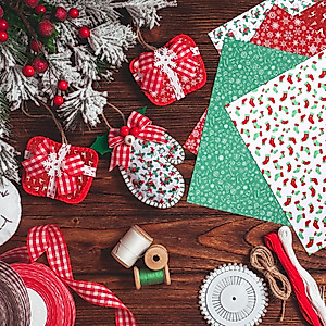 Panelee 8 Pcs 20 x 20 Inches Christmas Fabric Quilting Christmas Fabric Bundles Precut Fabric Squares Christmas Printed Fabric Scraps for DIY Sewing Crafts Project Patchwork Dress Apron