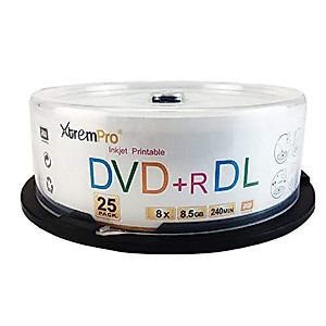 XtremPro DVD+R DL 8X 8.5GB 240min Recordable & White Inkjet Printable Double Layer DVD 25 Pack Blank Discs in Spindle - 11126