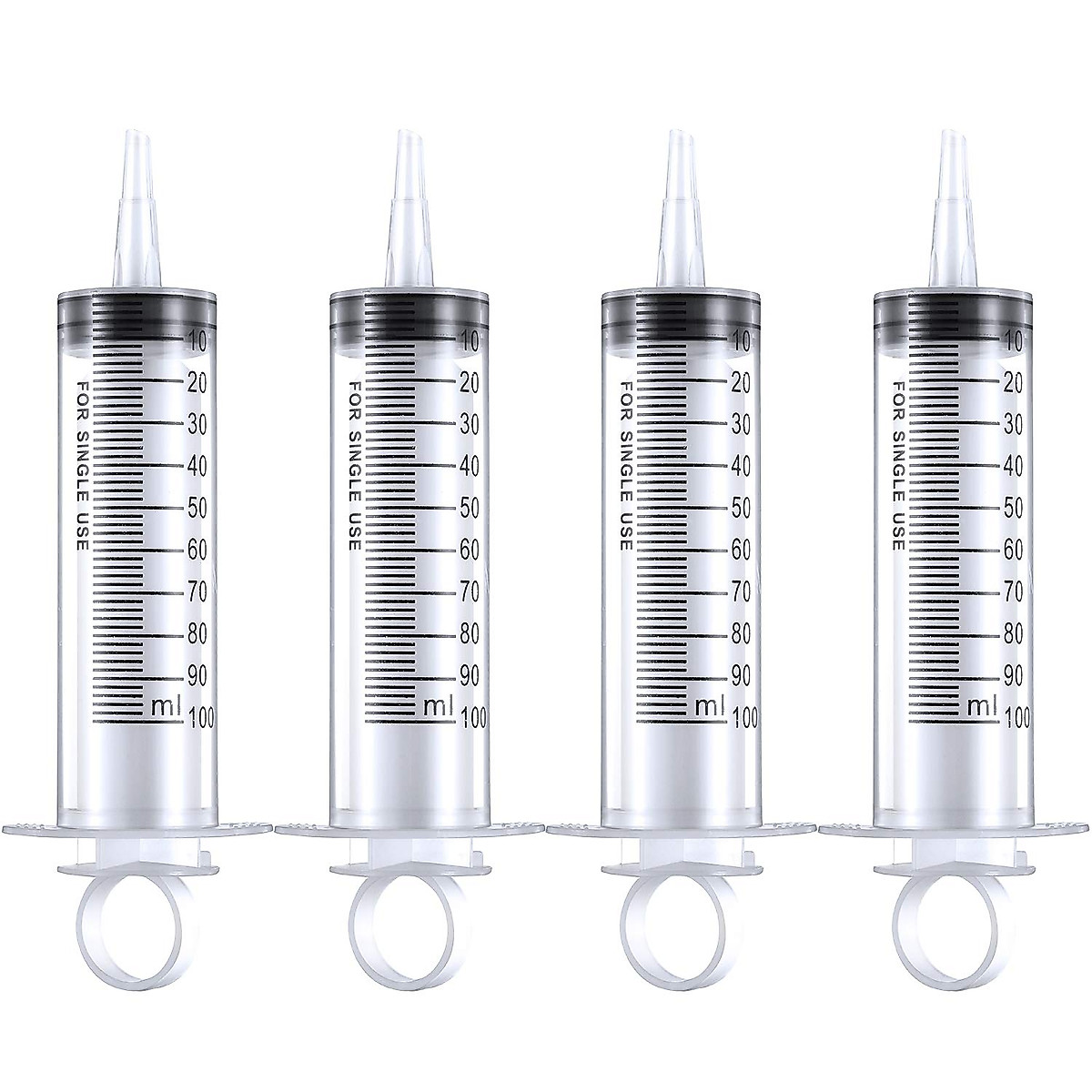 Frienda 4 Pack Large Plastic Syringe for Scientific Labs and Dispensing Multiple Uses Measuring Syringe Tools (100 ml)