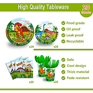 Dinosaur Birthday Decorations Kit For Boys Dinosaur Party Supplies Dino Backdrop Plates Cups Napkins Banner Balloon Tablecloth Cake Toppers