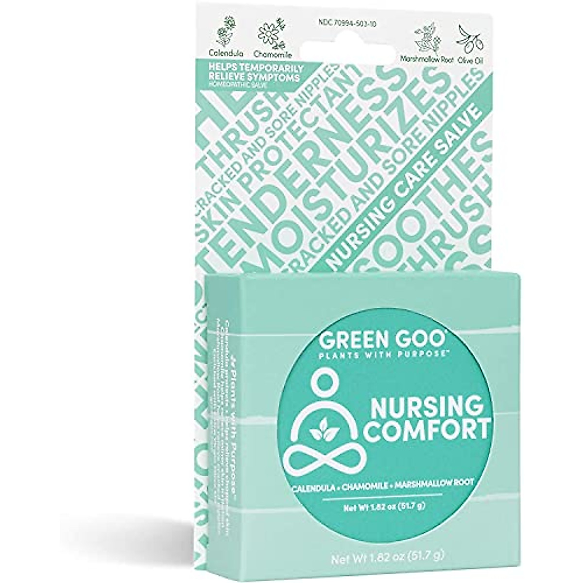 Green Goo All Natural Nursing Comfort Salve for Breastfeeding Cracked and Sore Nipples, 1.82 Ounce Large Tin