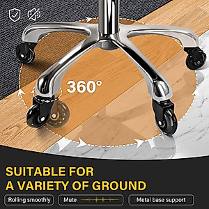 WKWKER Heavy Duty Rolling Stool with Wheels Hydraulic Swivel Adjustable Rolling Stool Ergonomic Thick Leather Seat Stool Chair for Kitchen Drafting Lab Office Salon Message Stool – White