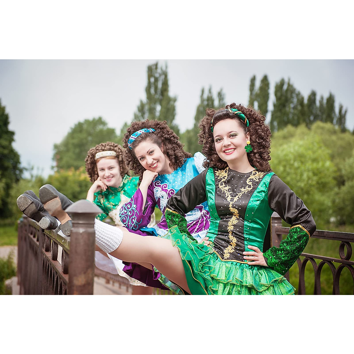 St. Patrick's Day Earrings for Women,Irish Shamrock Acrylic Dangle Earrings, Green Hat Clover Horseshoe Drop Earrings for Irish Festival (A)