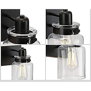 Calhoun Collection 2-Light Clear Glass Farmhouse Bath Vanity Light Antique Bronze