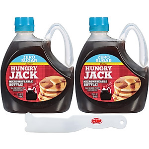 Hungry Jack Zero Sugar Butter Flavored Syrup, 27.6 Ounce (Pack of 2) with By The Cup Spatula Knife