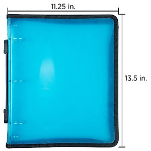 JAM PAPER Plastic Zipper 1 inch Binder - Blue 3 Ring Binder - Sold Individually