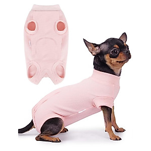 Frienperro Dog Recovery Suit Pet Spay Surgery Shirt for Female Dogs Onesie, Puppy Pajamas Cone E-Collar Alternative for Small Cat Chihuahua Yorkie,Pink XS