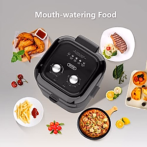 WETIE Air Fryer, 7 QT Airfryer Oilless Cooker, 1400W Hot Air Fryers with Visible Window, Non-stick Basket, Temperature & Time Knob, Suitable for Families of 4 to 8, Black