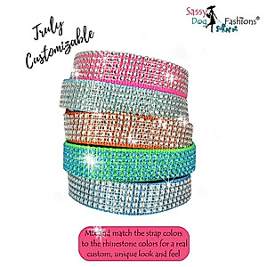 Rhinestone Dog Collars, Bling Dog Collars, Custom Pet Dog Collars for Small Medium Large and Giant Breeds Dogs (XXLarge 1 1/2 x 27-38")