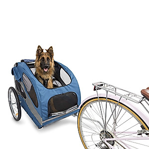 PetSafe Happy Ride Aluminum Dog Bicycle Trailer - Supports up to 110 lbs - Easy to Connect and Disconnect to Bikes - Includes Three Storage Pouches and Safety Tether - Collapsible to Store - Large