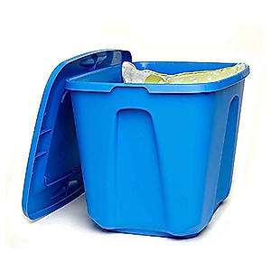 HOMZ 18 Gallon Medium Standard Stackable Plastic Storage Container Bin with Secure Snap Lid for Home Organization, Blue, 4 Pack