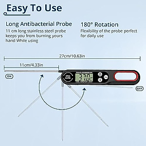 ALLmeter Instant Read Meat Thermometer Digital Food Meat Thermometer Foldable Probe for Cooking Temperature Steak Thermometers for Outdoor BBQ Grill Kitchen Oven Barbecue