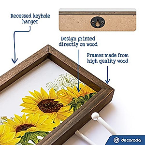 Decorada Sunflower Kitchen Decor - Sunflower Wall Art (4 x Towel/Coat Hooks) Made from Wood (3.5 x 16.9 & Wall Mounting Screws) Sunflower Decor For Kitchen - Sunflower Decor For Bedroom