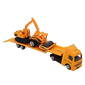 JIJO 4PCS Mini Alloy Construction Trucks Set 1:64 Carrier Truck Engineering Trailer Car Toys for Age 3+ Mini Alloy Construction