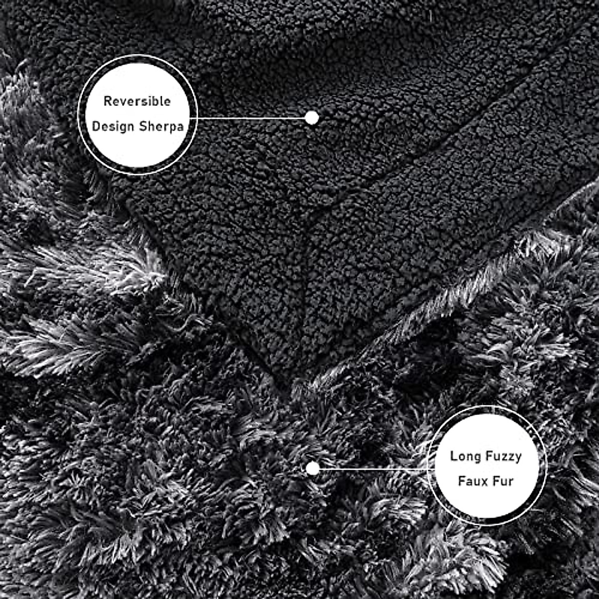 Comaza Soft Fuzzy Faux Fur Throw Blanket,Reversible Lightweight Shaggy Fluffy Cozy Plush Fleece Comfy Furry Sherpa Microfiber Blanket for Couch Sofa Bed,as Gift Home Decor(Tie Dye Black,Twin 60"x80")