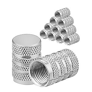 Car Tire Stem Valve Caps Wheel Valve Covers Car Dustproof Tire Cap Cover Accessories, Universal for SUV, Car, Bike and Motorcycle (12PCS Silvery)